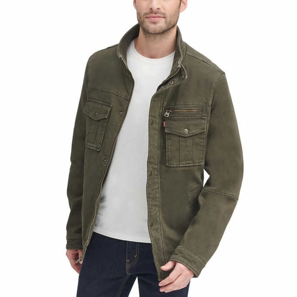 Levi's | Jackets & Coats | Levis Mens Olive Green Stretch Twill Jacket ...